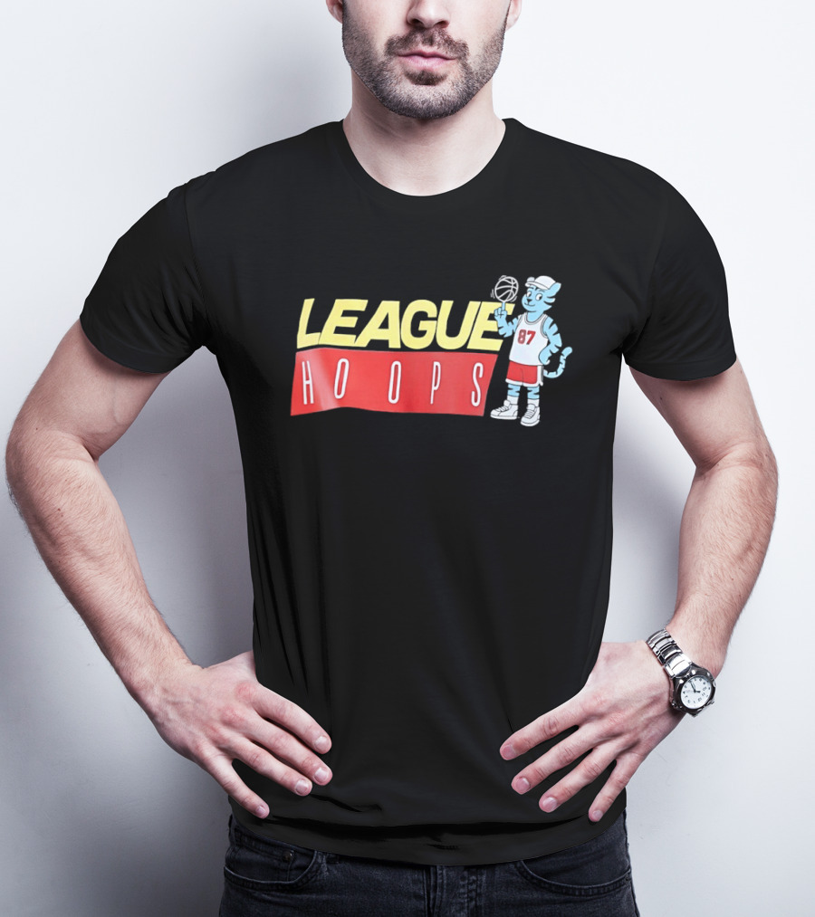 League Hoops Tiger 87 Basketball Cartoon T-Shirt