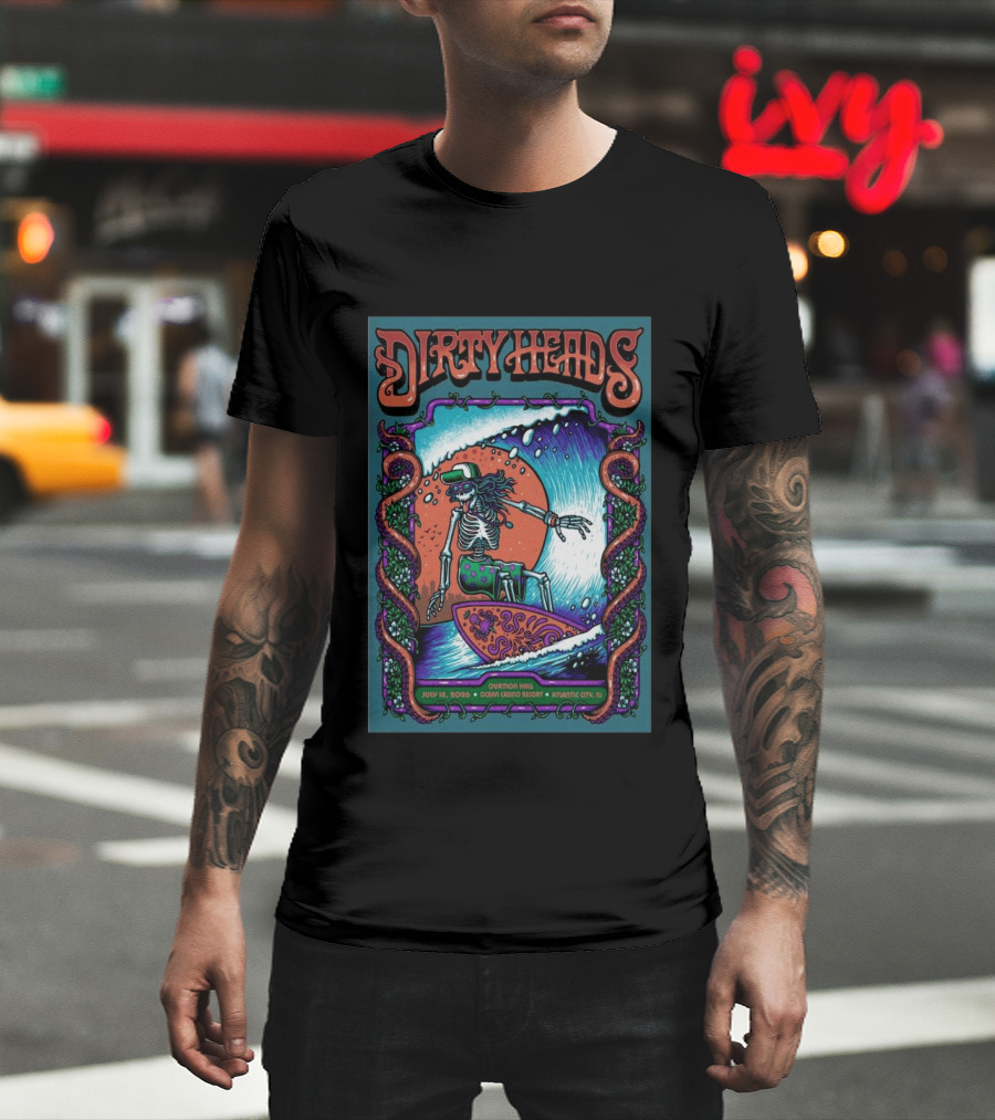 Dirty Heads Skeleton Surfing July 18 2026 Ocean Casino Resort Atlantic City NJ T-Shirt