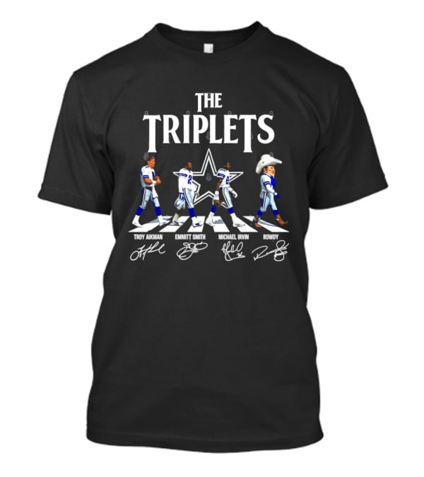 The Triplets Troy Aikman Emmitt Smith Michael Irvin Rowdy Star Signatures Cowboys Evolution T-Shirt