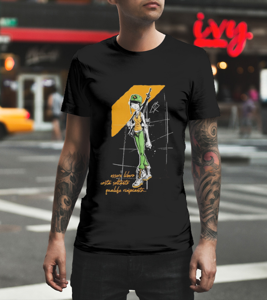 Essere Libero Costa Soltanto Qualche Rimpianto Army Girl With Rifle And Green Hat T-Shirt