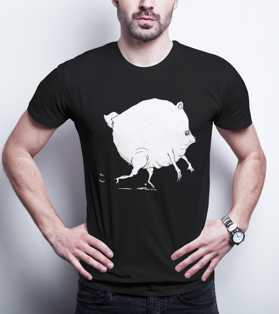 Running Round Hamster Creature Absurd White Quadruped Honesty T-Shirt