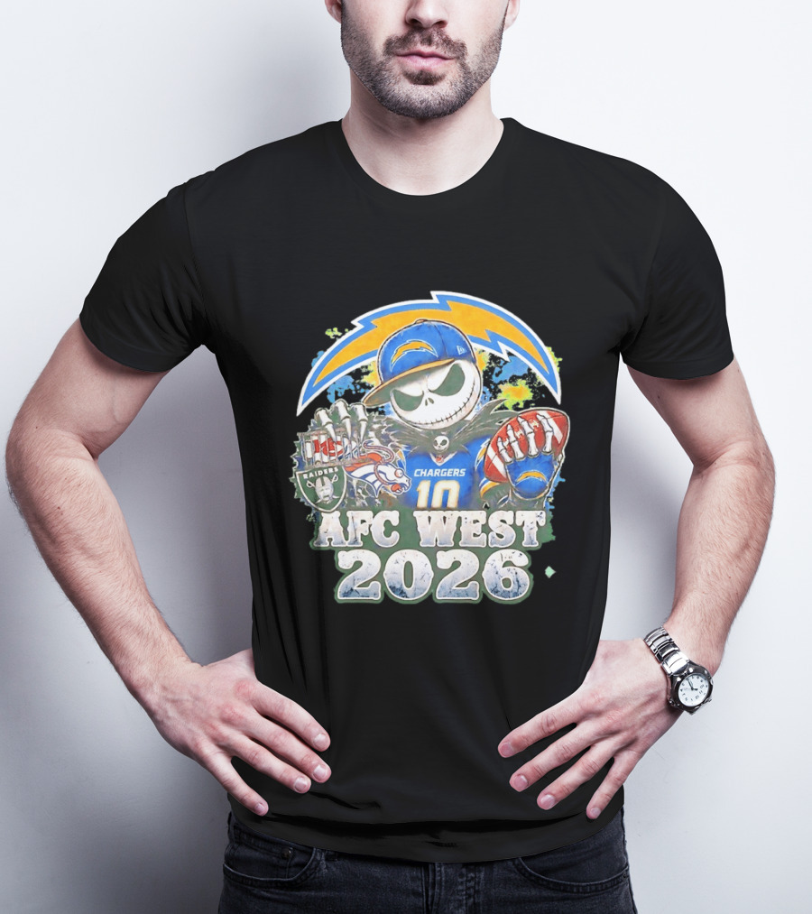 Los Angeles Chargers Jack Skellington Raiders Broncos AFC West 2026 T-Shirt