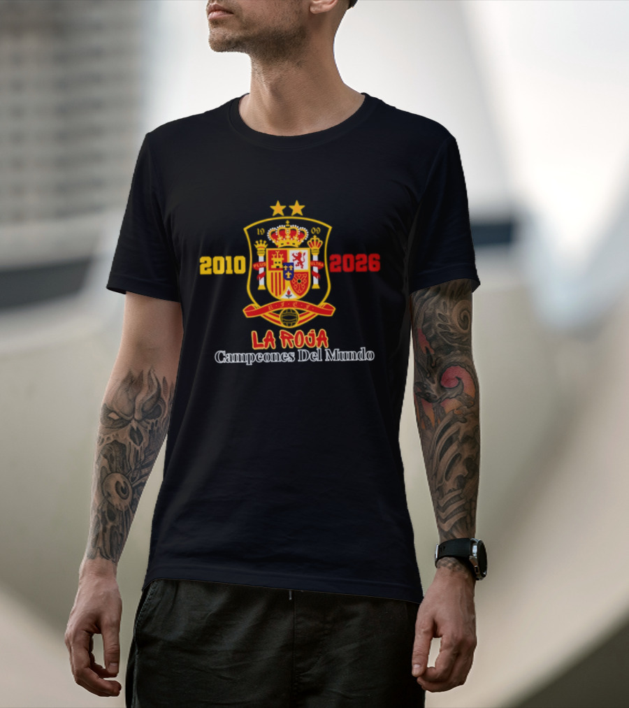 Spain 2010 2026 La Roja Campeones Del Mundo Crest Symbol Celebrating Champions T-Shirt