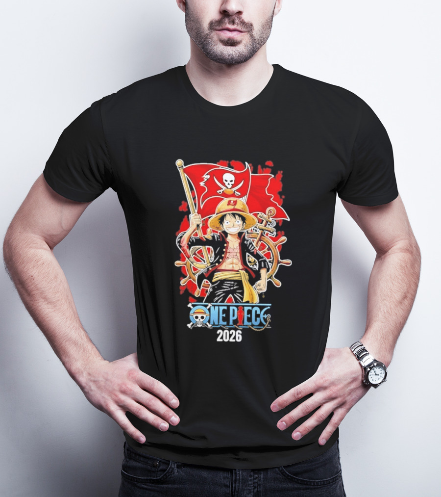Tampa Bay Buccaneers One Piece Luffy 2026 Pirate Flag Adventure T-Shirt