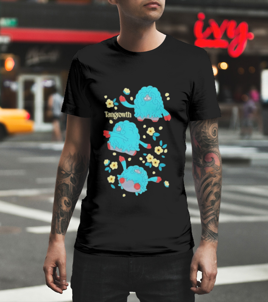 Tangrowth Pokémon Floral Grass Type Yellow Flowers And Blue Vines T-Shirt