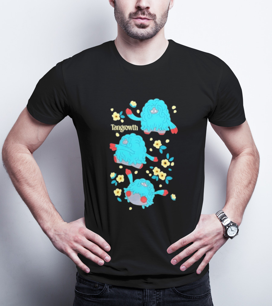 Tangrowth Pokémon Floral Grass Type Yellow Flowers And Blue Vines T-Shirt