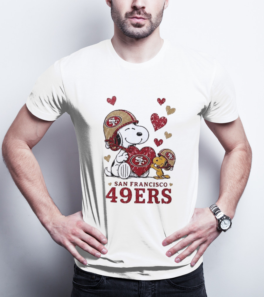 San Francisco 49ers Peanuts Snoopy Love Hearts T-Shirt