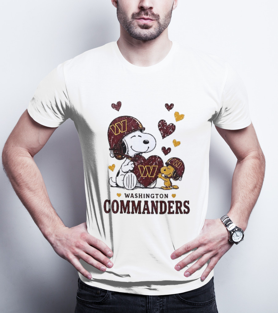 Washington Commanders Peanuts Snoopy Woodstock Love Laughter Hearts T-Shirt