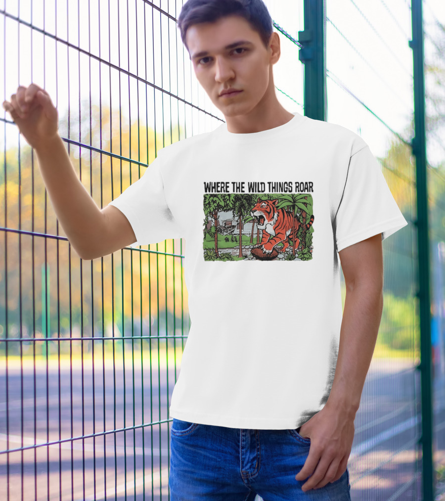 Cincinnati Bengals Where The Wild Things Roar Tiger Jungle Scene T-Shirt