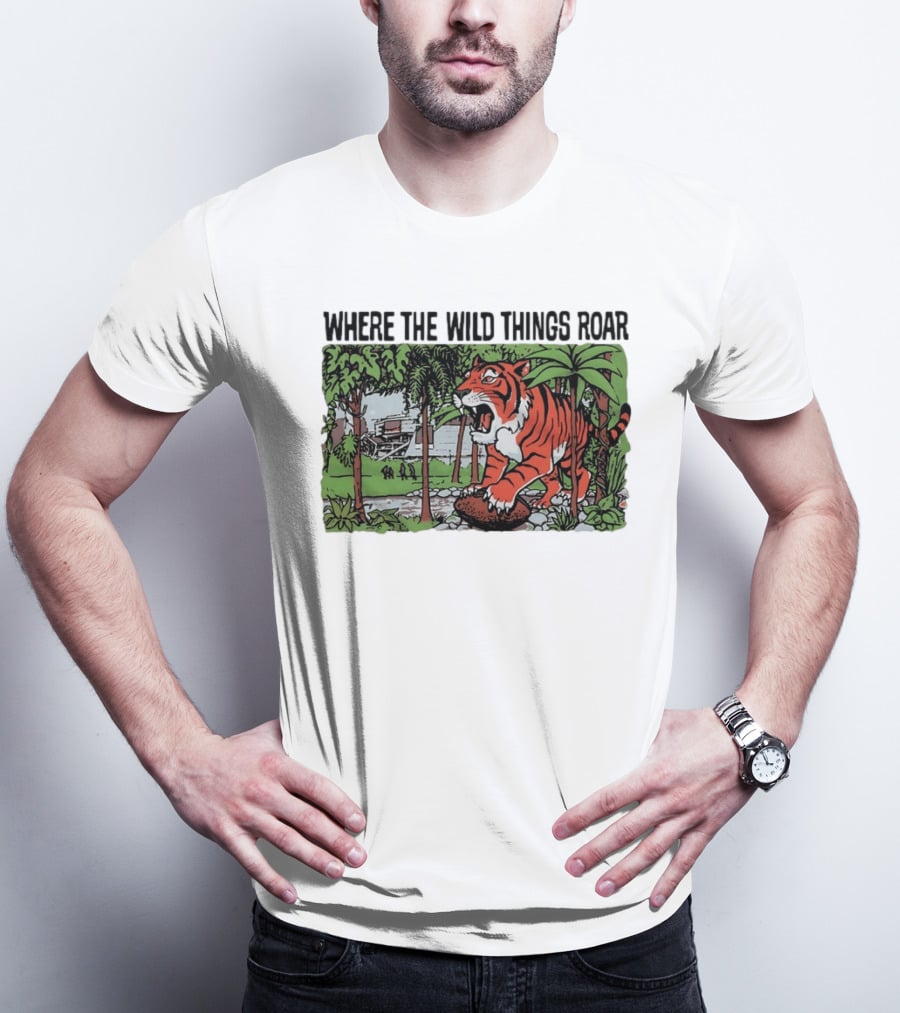 Cincinnati Bengals Where The Wild Things Roar Tiger Jungle Scene T-Shirt