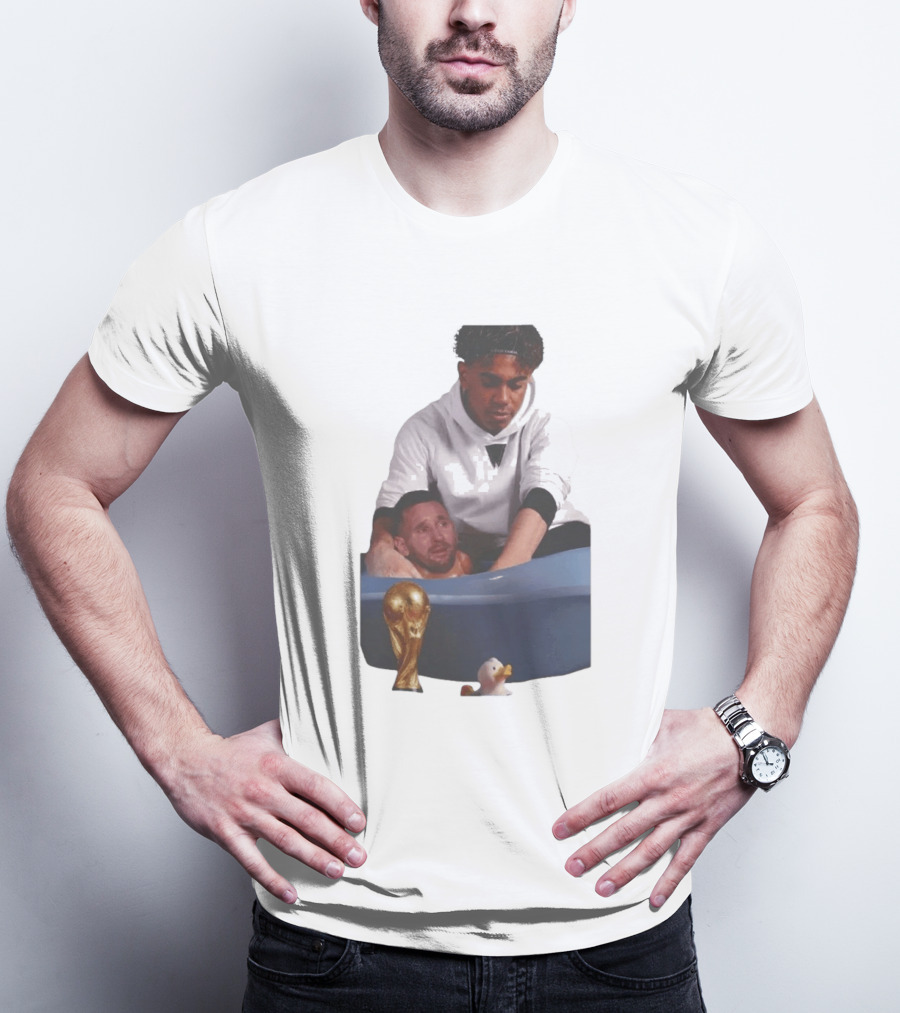 Messi Crying Bath Tub Trophy Football T-Shirt