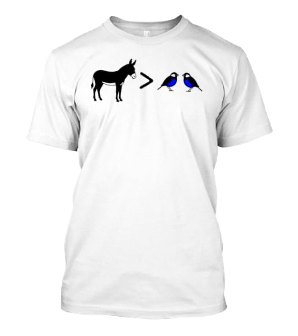 Donkey Greater Than Two Birds Math Fun Equation T-Shirt