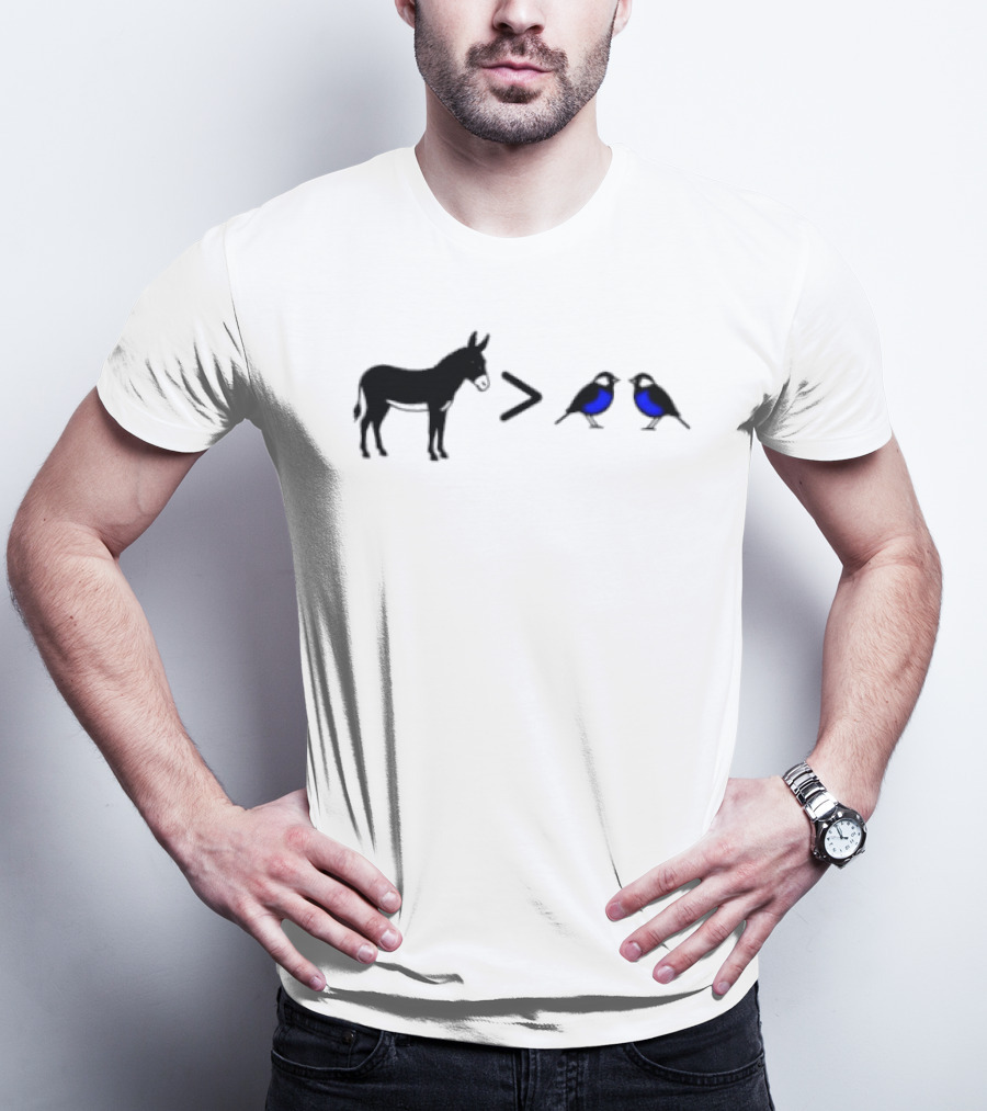 Donkey Greater Than Two Birds Math Fun Equation T-Shirt