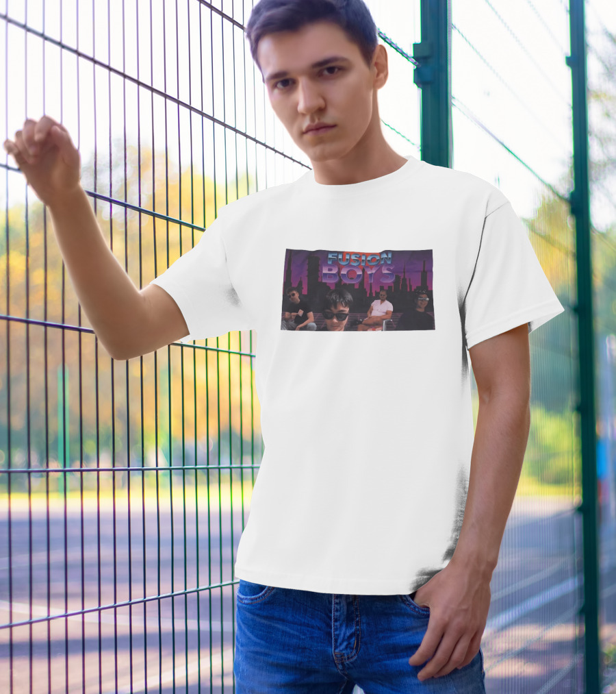 Fusion Boys Aesthetic Group Vaporwave Skyline T-Shirt