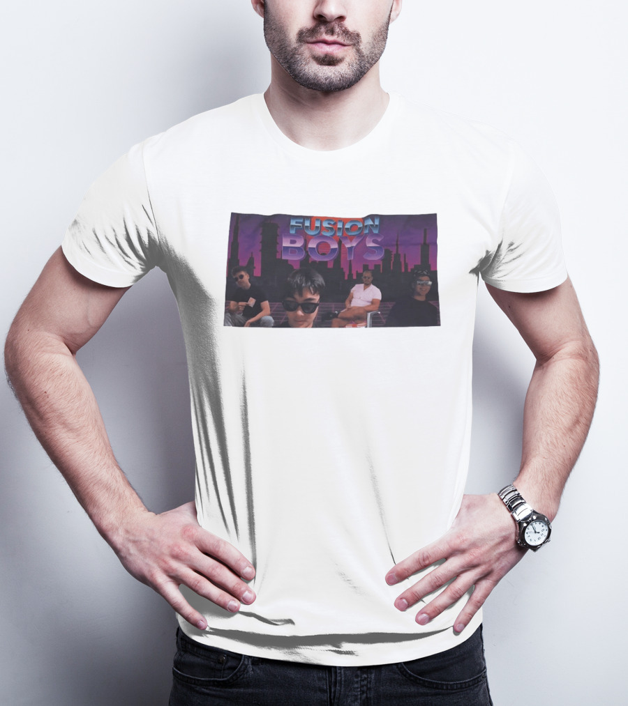 Fusion Boys Aesthetic Group Vaporwave Skyline T-Shirt