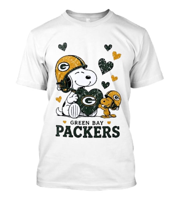 Green Bay Packers Snoopy Love Laughter Peanuts Hearts T-Shirt