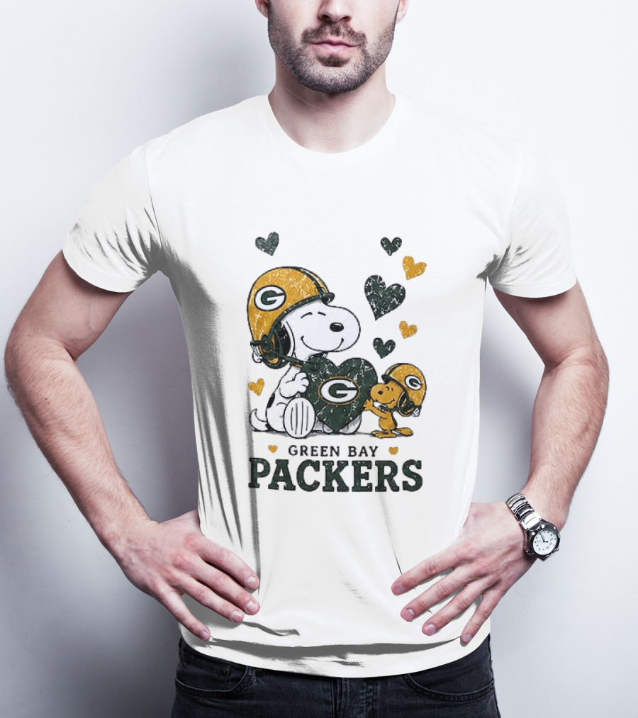 Green Bay Packers Snoopy Love Laughter Peanuts Hearts T-Shirt