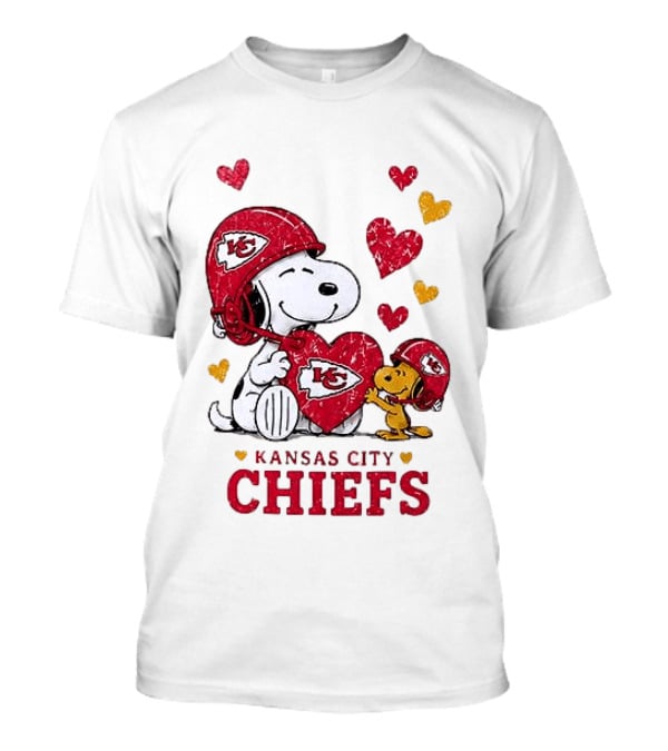 Kansas City Chiefs Peanuts Snoopy Hearts And Laughter T-Shirt