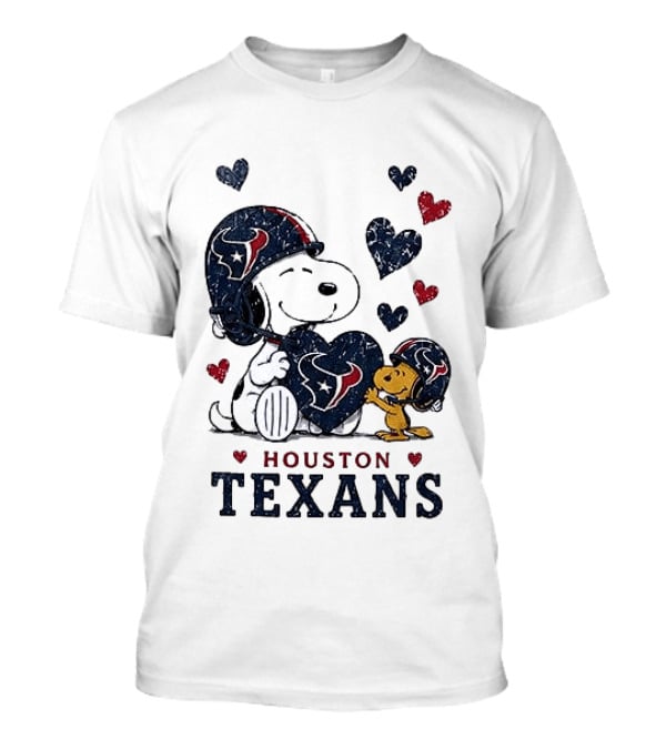Houston Texans Peanuts Snoopy Woodstock Love Hearts T-Shirt