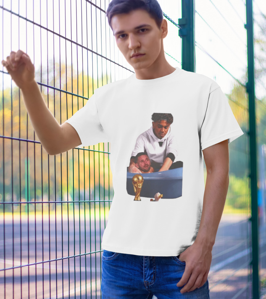 Lamine Yamal Lionel Messi Bathtub Meme World Cup Trophy T-Shirt