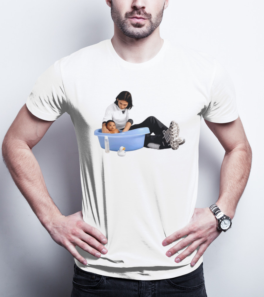 Messi Bathes Baby Lamine Yamal Soccer Icon Parenting Moment T-Shirt