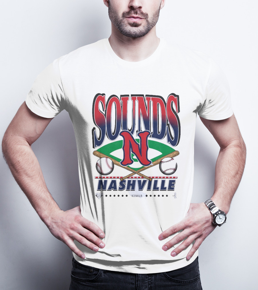 Nashville Sounds MiLB Baseball Team Logo With Bat And Ball T-Shirt