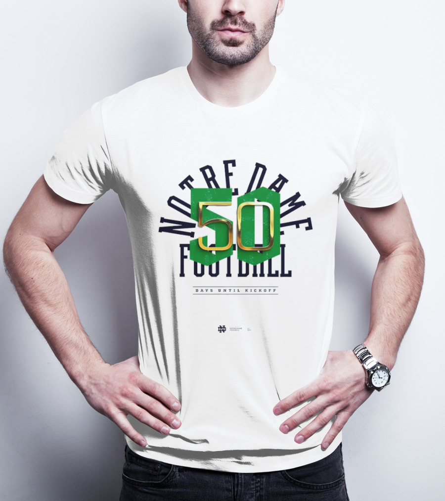 Notre Dame Football 50 Days Until Kickoff Countdown T-Shirt