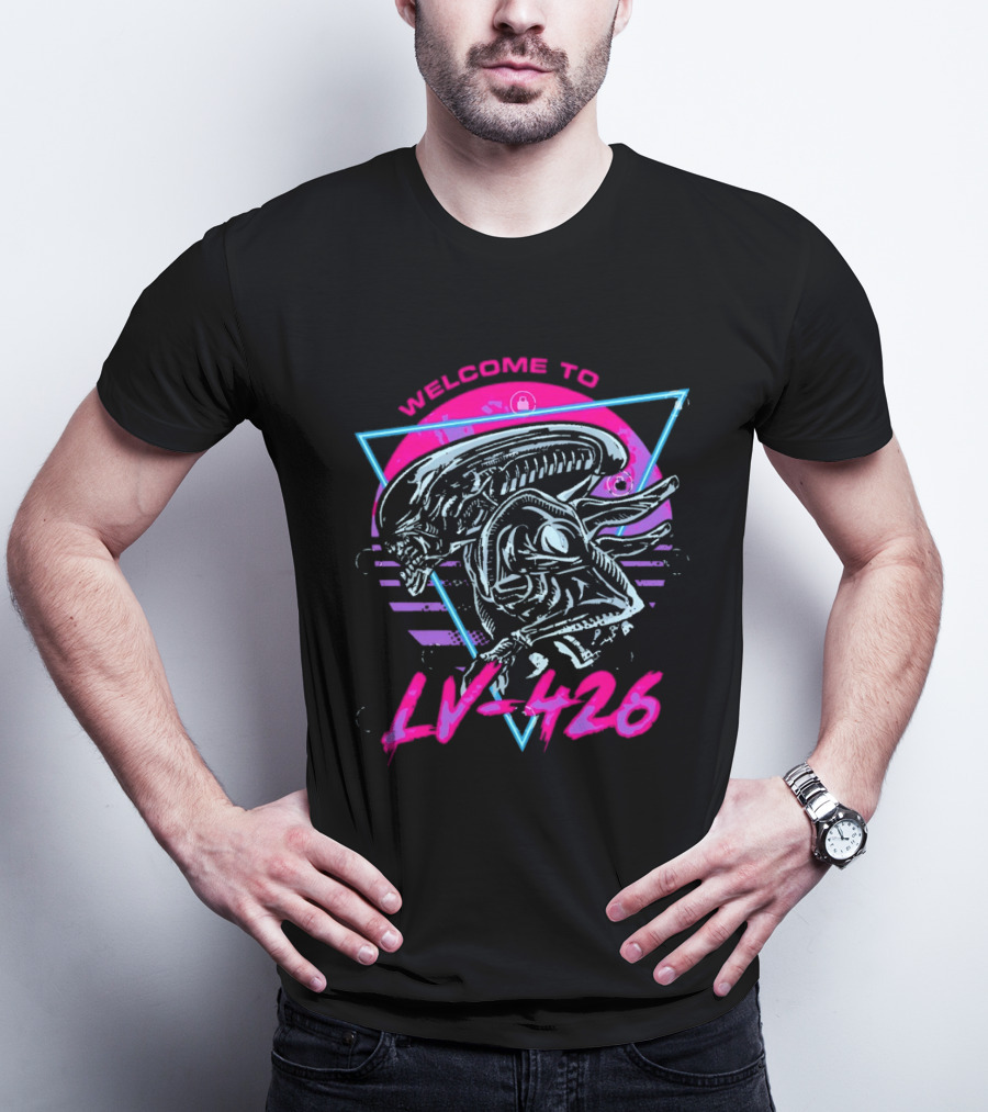Welcome To LV 426 Alien Xenomorph Retro Neon Triangle T-Shirt