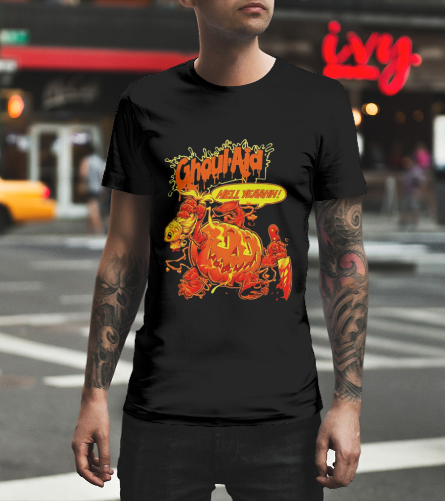 Ghoul Aid Hell Yeaahh Pumpkin Halloween Knife Monster T-Shirt