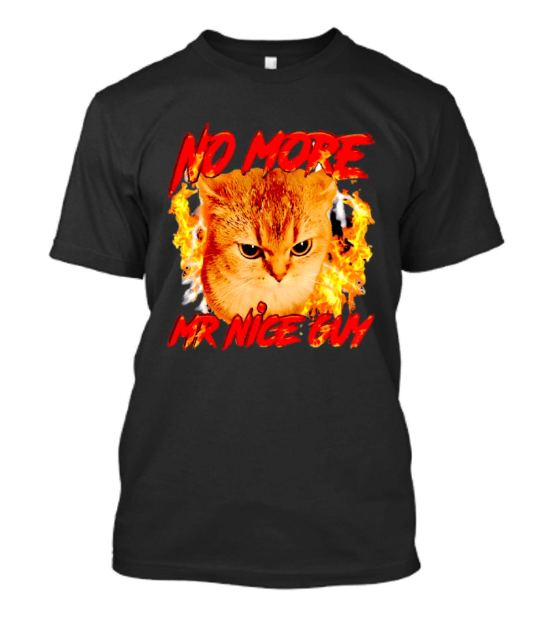 No More Mr Nice Guy Cat Surrounded By Flames T-Shirt