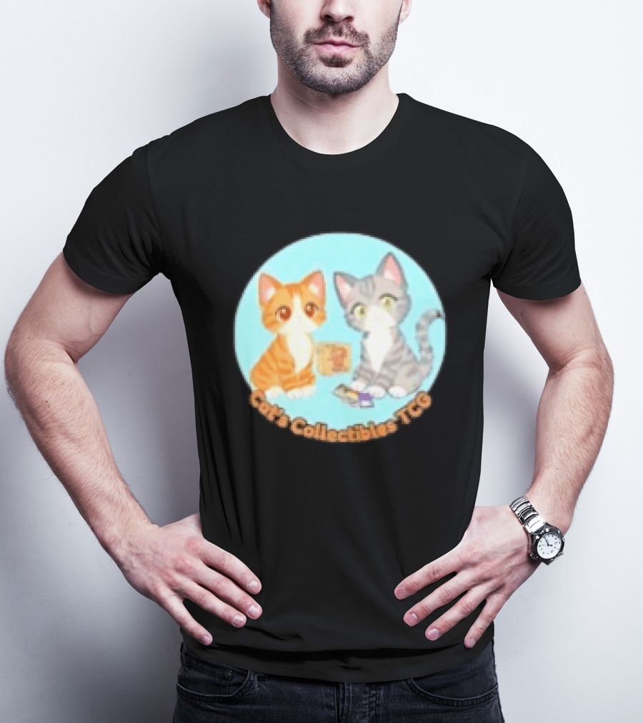 Cat's Collectibles TCG Cute Cartoon Cats Holding Trading Cards T-Shirt