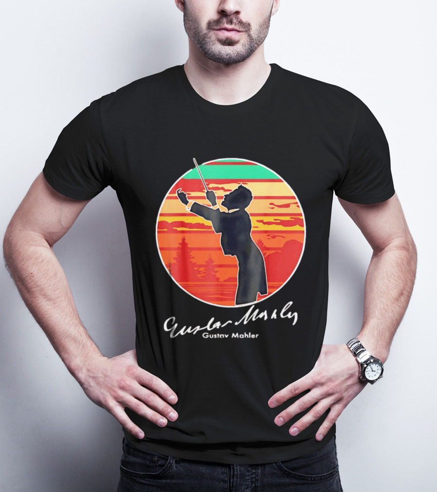 Gustav Mahler Conducting Silhouette With Vibrant Sunset T-Shirt