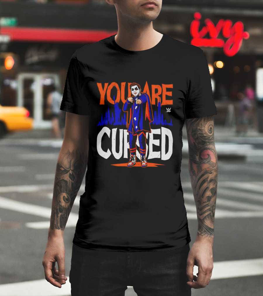 Danhausen You Are Cursed WWE Distressed Orange Blue Jokerface T-Shirt