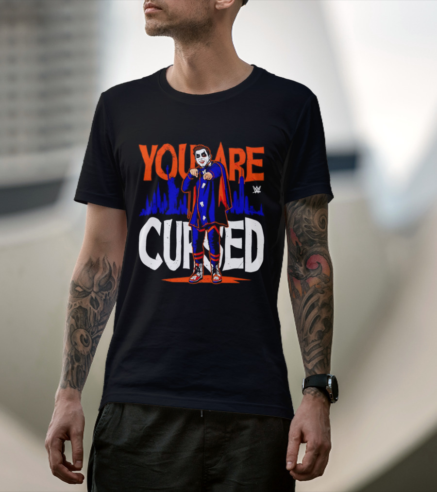 Danhausen You Are Cursed WWE Distressed Orange Blue Jokerface T-Shirt