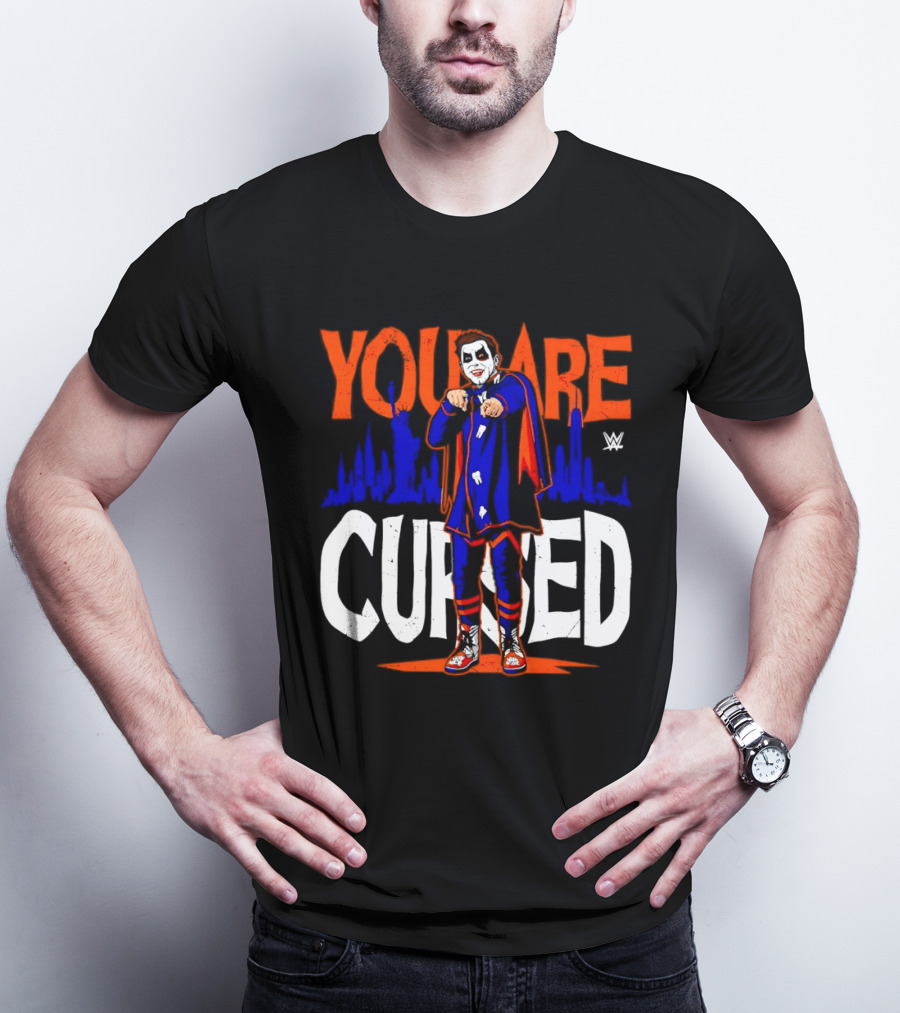 Danhausen You Are Cursed WWE Distressed Orange Blue Jokerface T-Shirt
