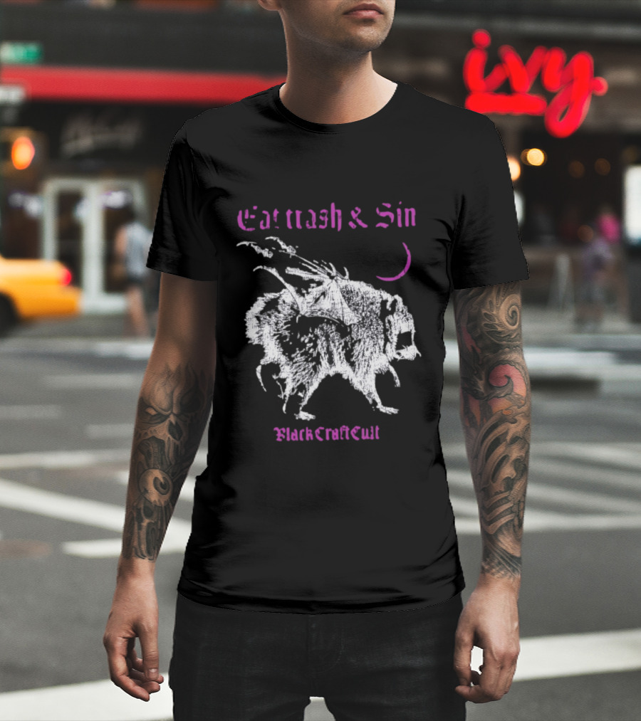 Eat Trash & Sin Raccoon Wings BlackCraft Cult T-Shirt
