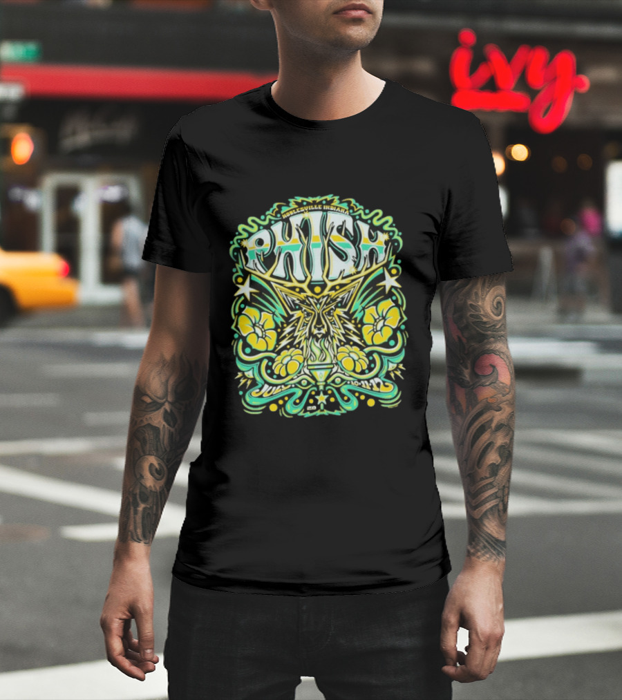 Phish Noblesville Indiana July 10 11 12 2026 Psychedelic Floral And Starburst T-Shirt