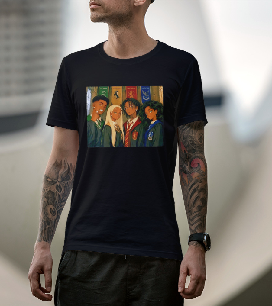 Slytherin Hufflepuff Gryffindor Ravenclaw Hogwarts Students Anime Characters T-Shirt