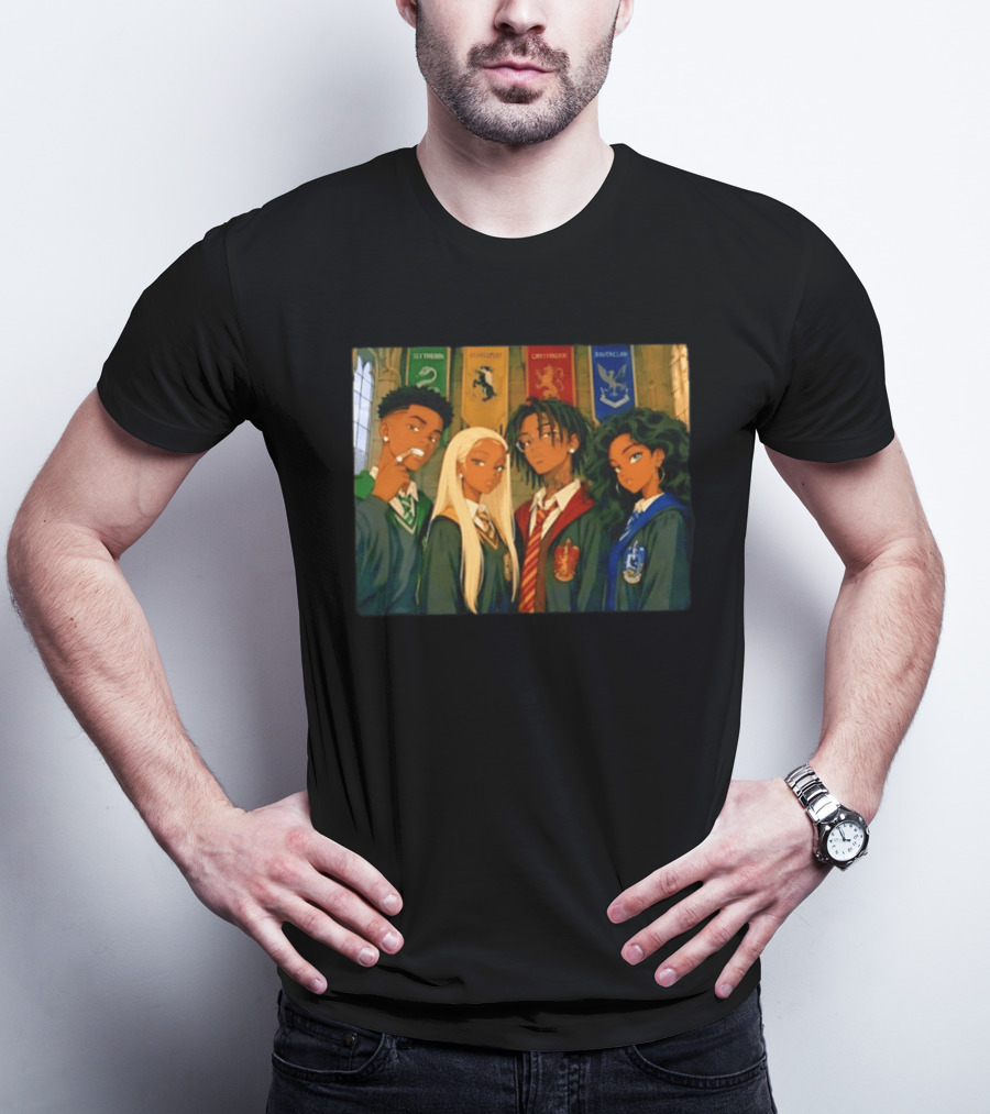 Slytherin Hufflepuff Gryffindor Ravenclaw Hogwarts Students Anime Characters T-Shirt