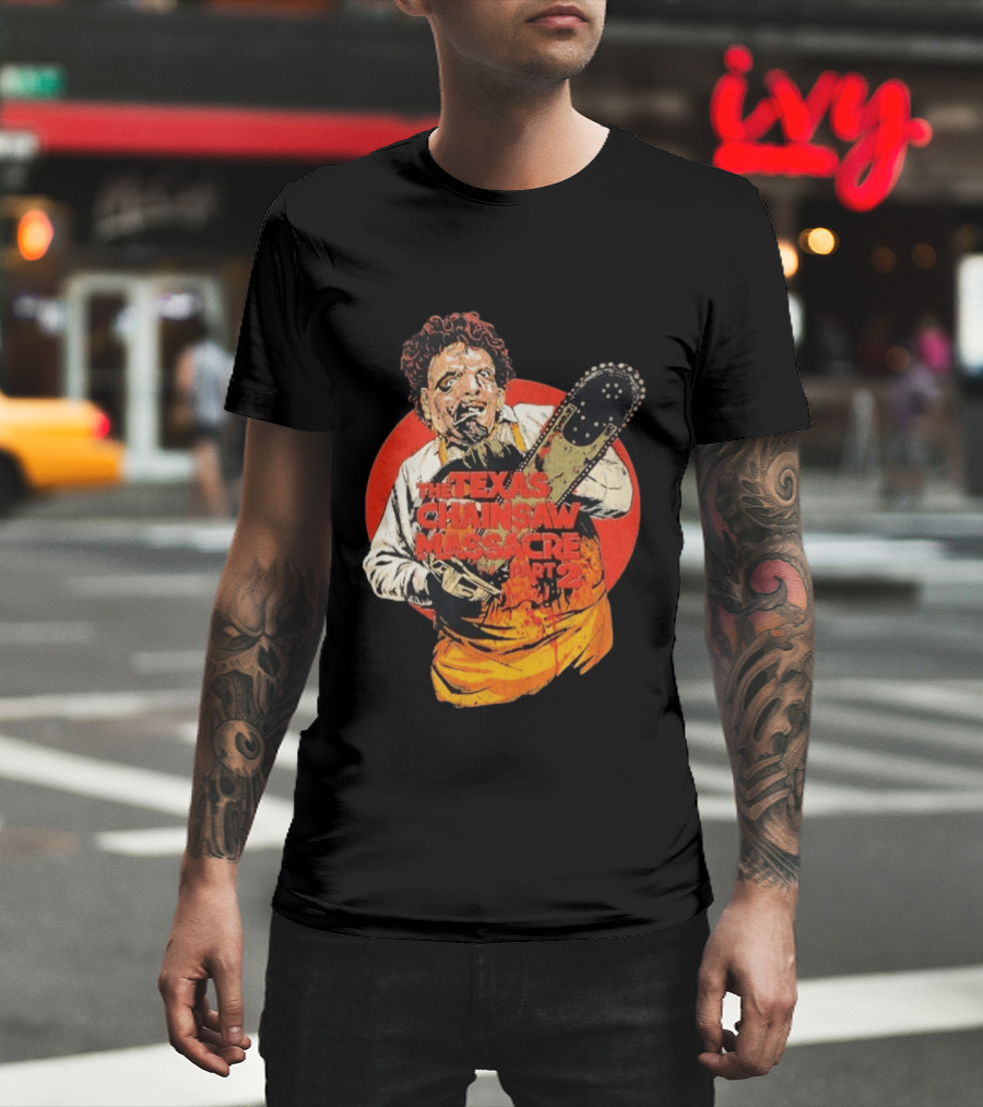 Texas Chainsaw Massacre Part 2 Bubba Chainsaw Graphic Burst T-Shirt