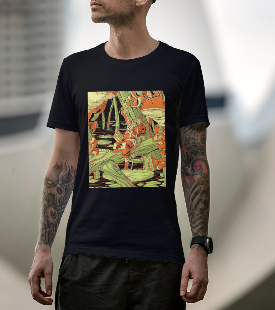 Swamp Explorer With Giant Frogs Wilderness Adventure T-Shirt