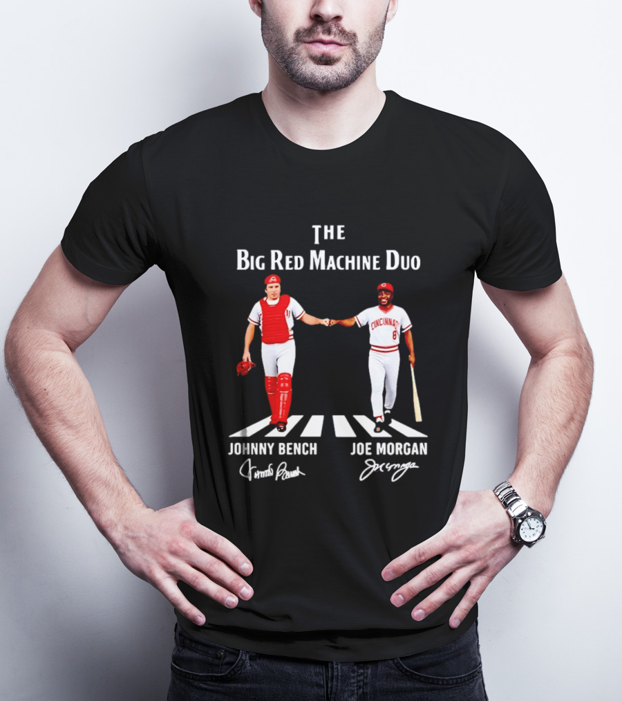The Big Red Machine Duo Johnny Bench Joe Morgan Cincinnati Reds Fist Bump T-Shirt