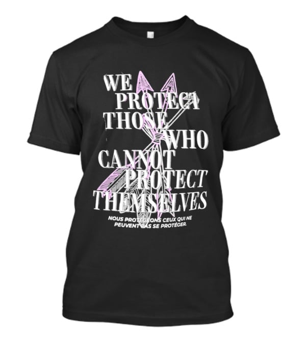 We Protect Those Who Cannot Protect Themselves Pink Sword Motif T-Shirt