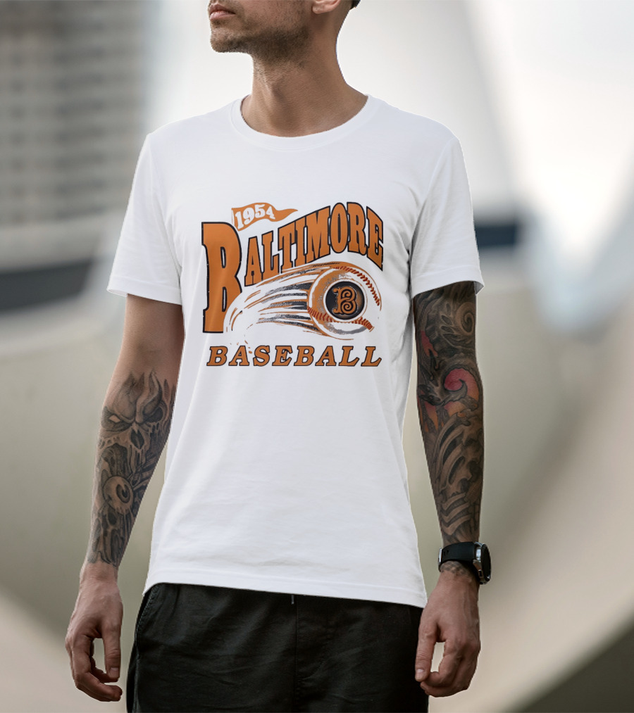 1954 Baltimore Baseball B Classic MLB Style Vintage Look T-Shirt