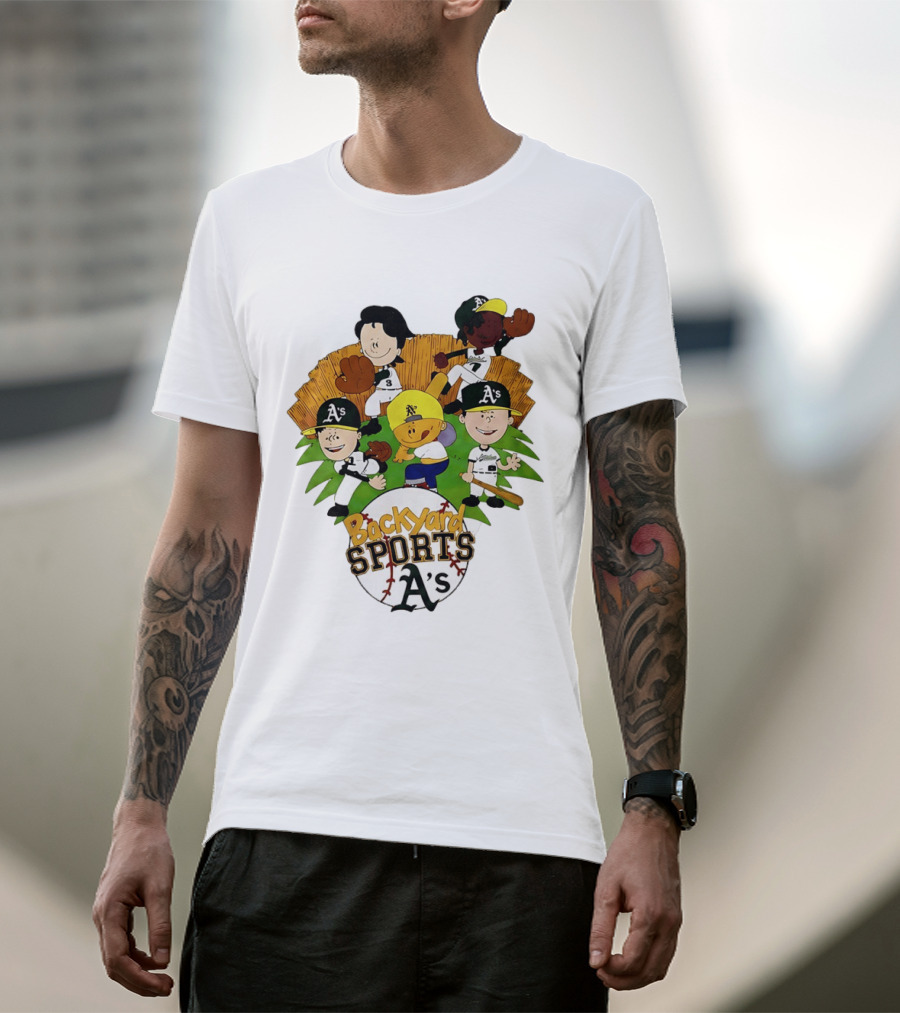 Backyard Sports A's Oakland Athletics MLB Characters Playing Baseball T-Shirt