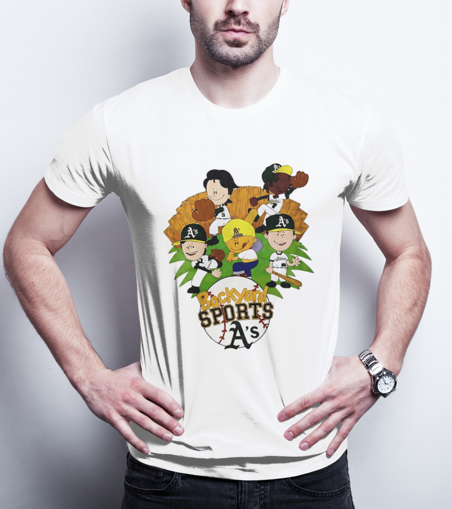 Backyard Sports A's Oakland Athletics MLB Characters Playing Baseball T-Shirt