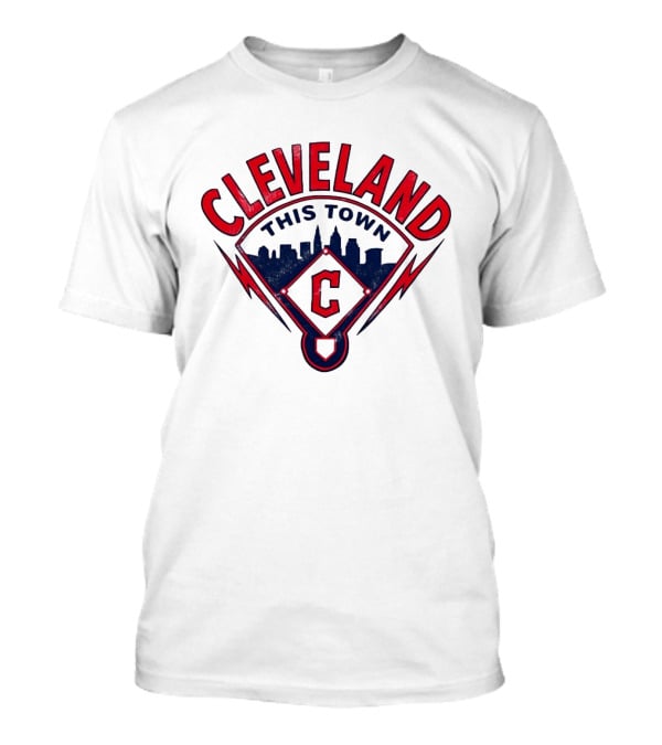 Cleveland Guardians This Town Baseball MLB Skyline Pitch Shape T-Shirt