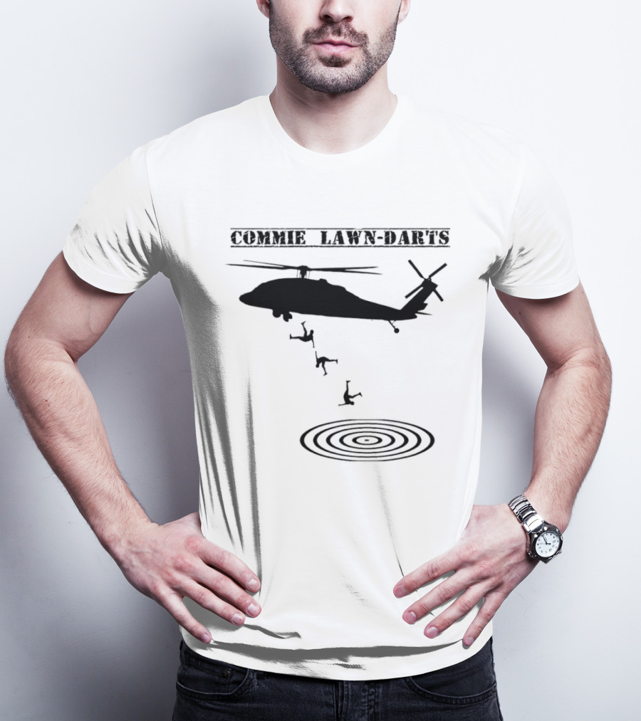 Commie Lawn Darts Helicopter Paratrooper Meme Target Landing T-Shirt