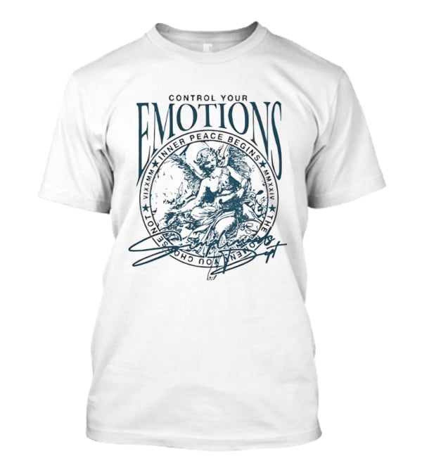 Control Your Emotions Inner Peace Begins Graphic Text Circle Motif T-Shirt