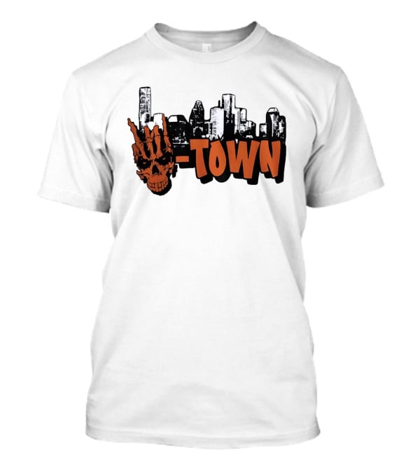 H Town Skull Skyline Houston Texas T-Shirt
